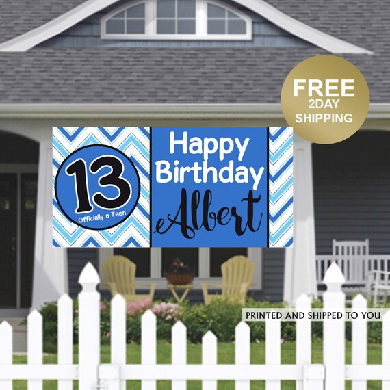 Officially a Teen Chevron Banner Birthday Banner Boys 13th | Etsy
