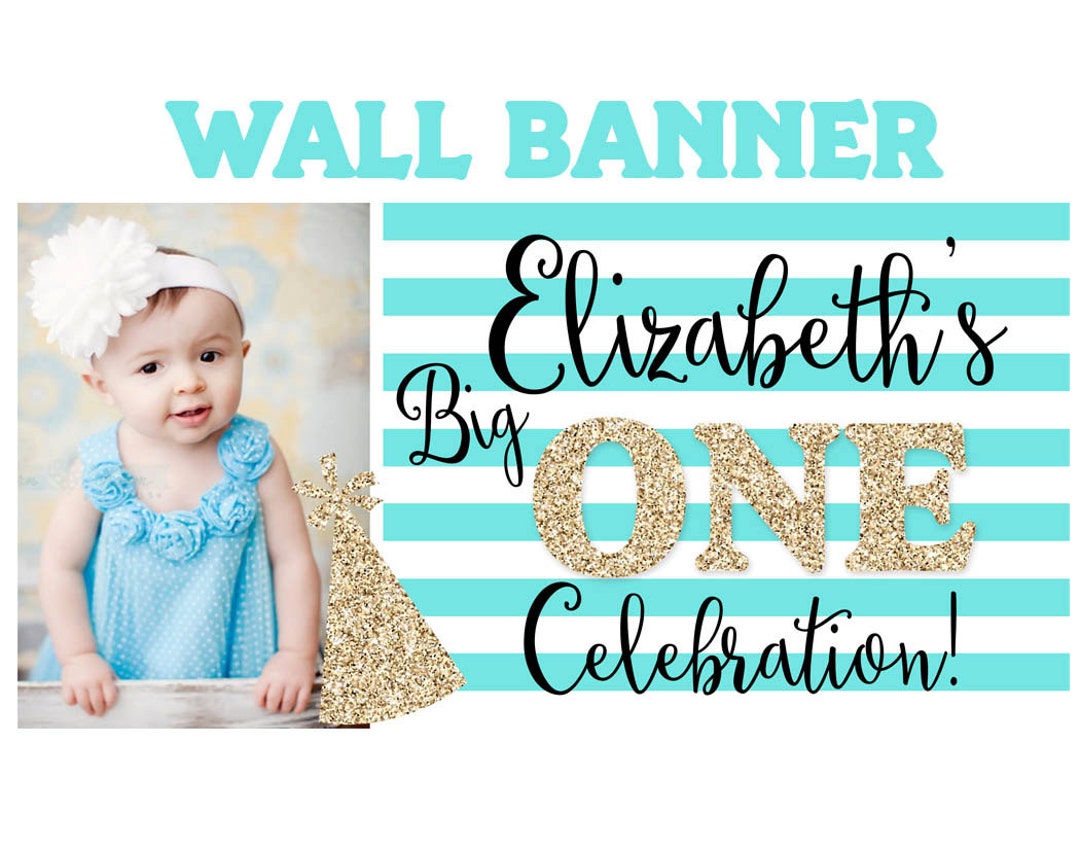 Big One Sparkle Birthday Banner ~ Personalized Party Banners Photo ...