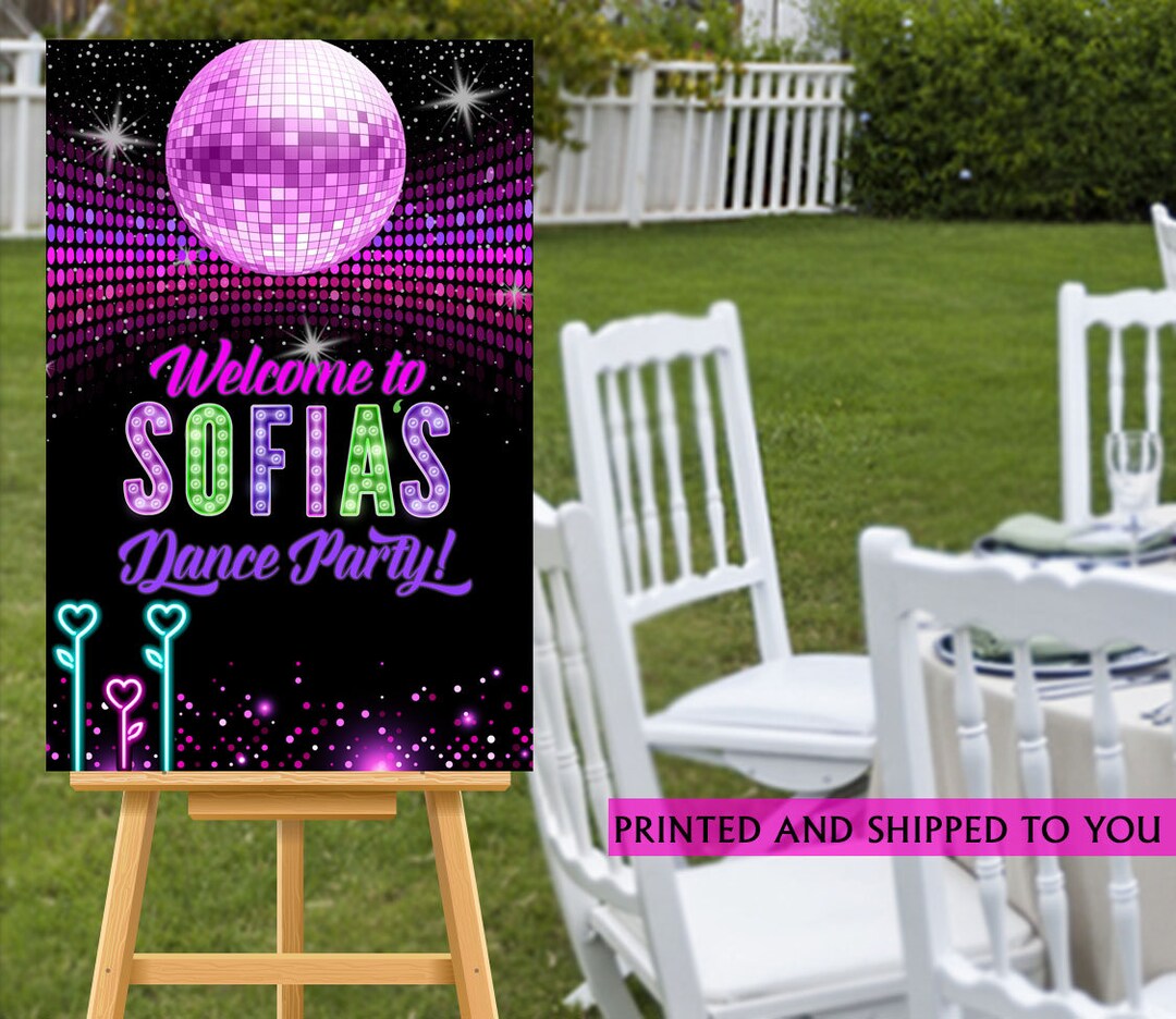 Disco Party Welcome Sign - Welcome to the Party Sign, Dance Party ...