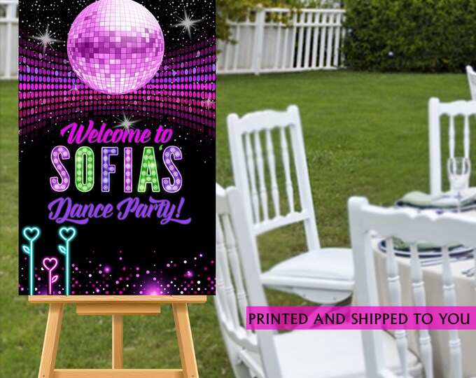 Disco Party Welcome Sign - Welcome to the Party Sign, Dance Party ...
