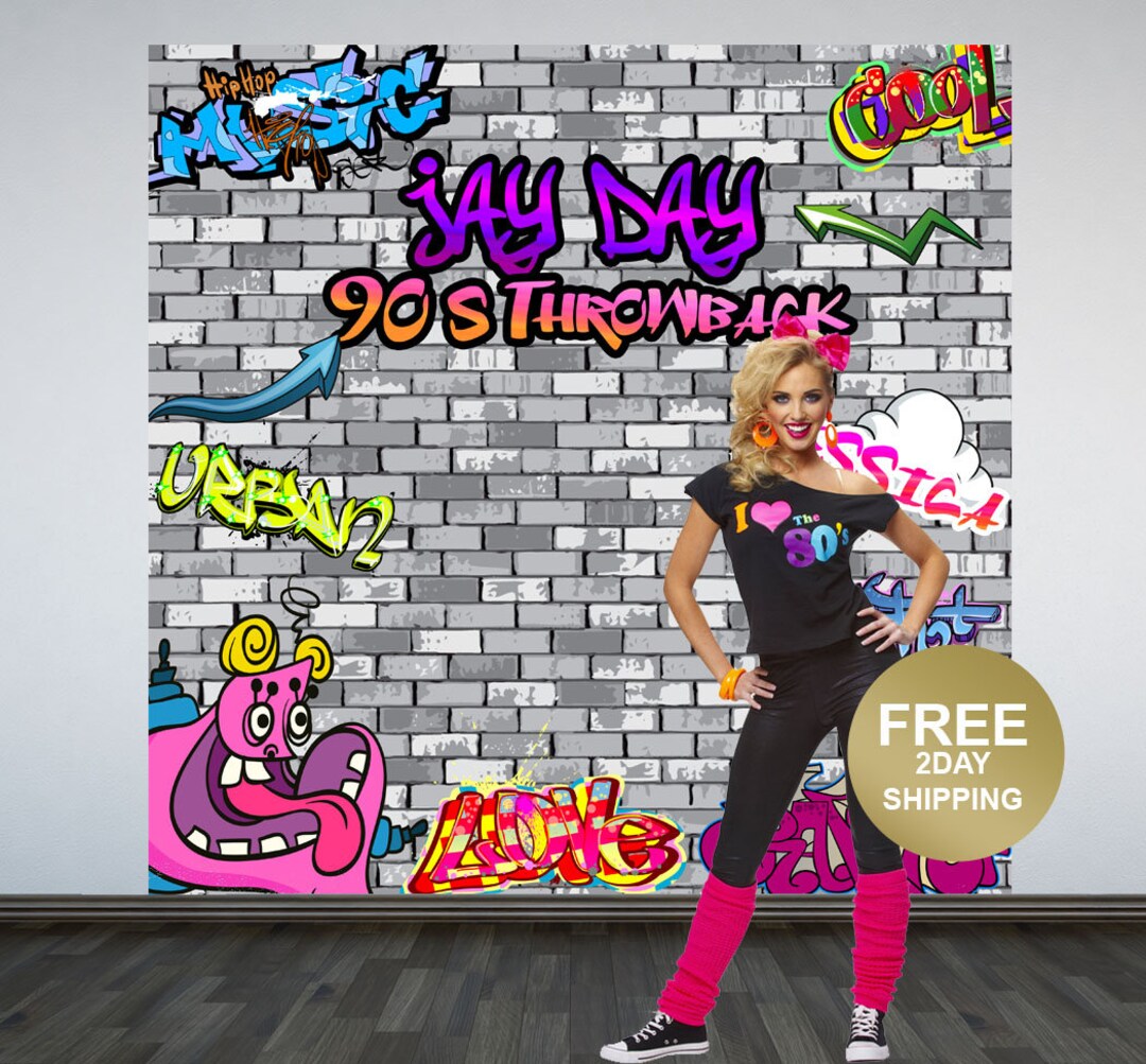 Graffiti Party Personalized Photo Backdrop -90's Photo Backdrop- Hip ...