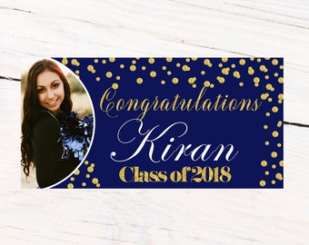 Gold Graduation Photo Banner Congrats Grad Personalized | Etsy