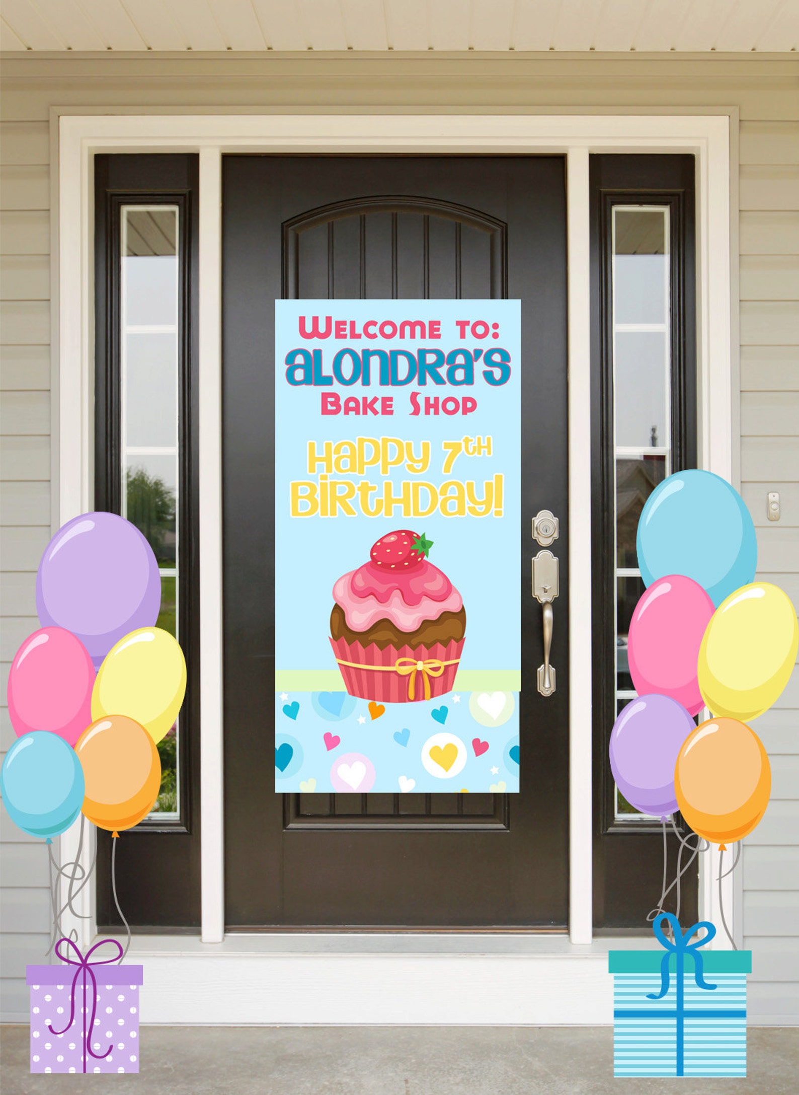 Cupcake Birthday Door Banner Personalize Baking Party Girl | Etsy