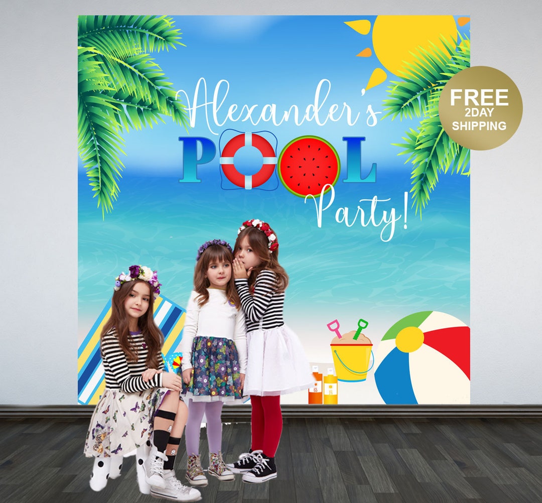 Pool Party Personalized Photo Backdrop | Summer Photo Backdrop ...