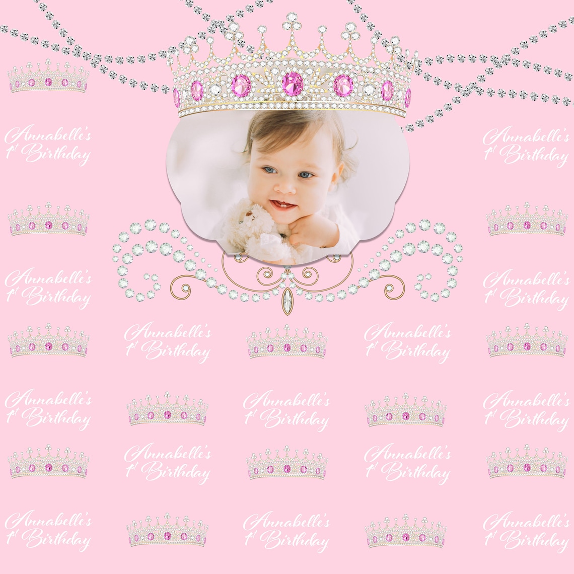1st Birthday Personalized Photo Backdrop Birthday Princess | Etsy