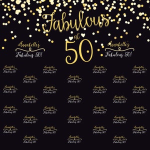 Fabulous 50 Birthday Personalized Photo Backdrop, 50th Birthday Photo ...