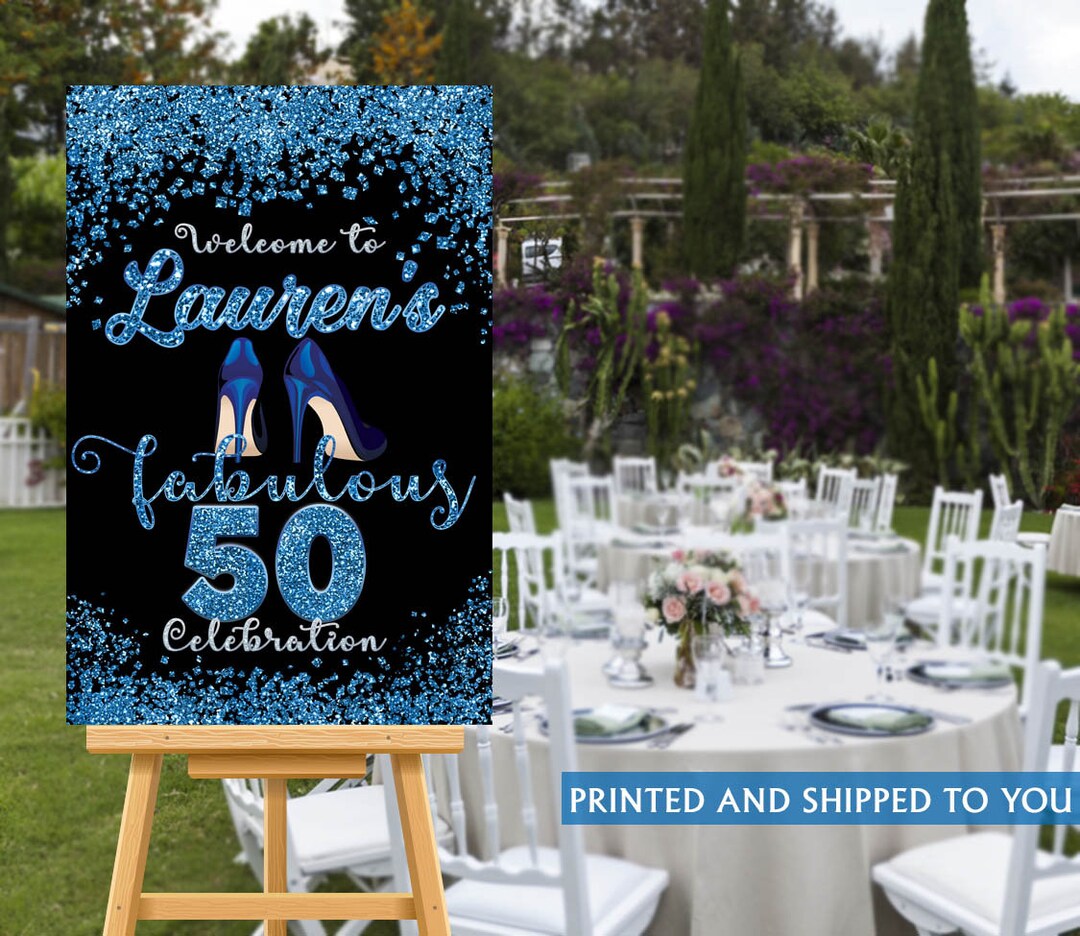 50 and Fabulous Welcome Sign, High Heels Guest Sign, 50th Birthday ...