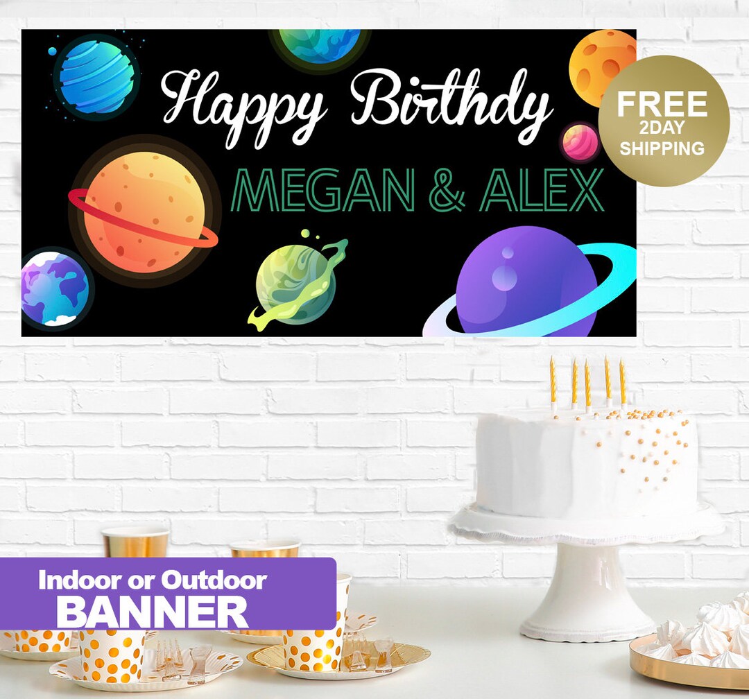 Happy Birthday Banner| Space Birthday Banner |personalized Birthday ...