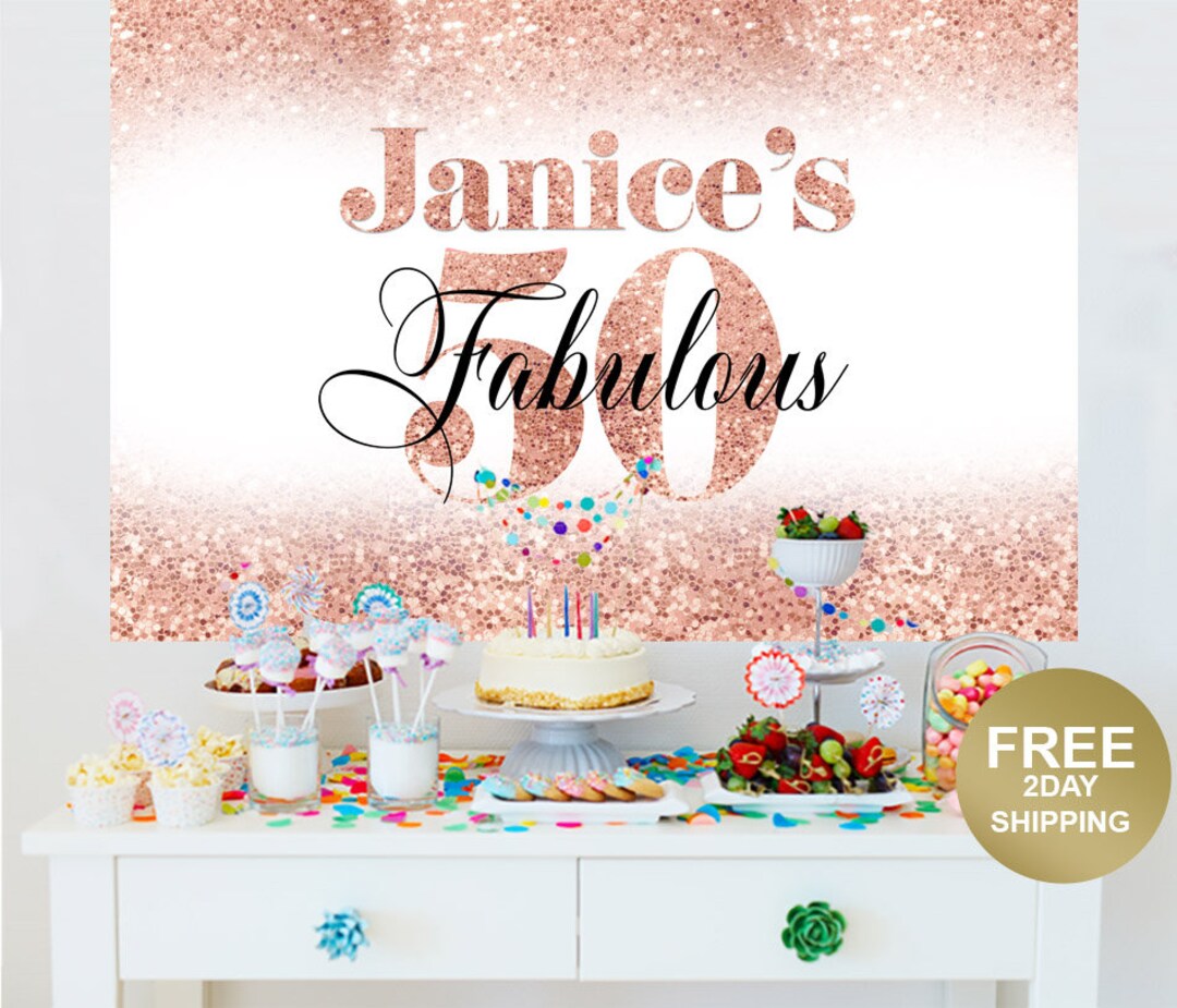 50th Birthday Personalized Backdrop | Birthday Cake Table Backdrop ...