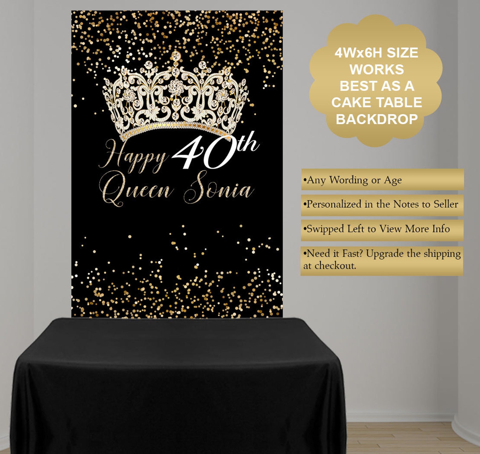40th Birthday Personalized Photo Backdrop Birthday Photo | Etsy