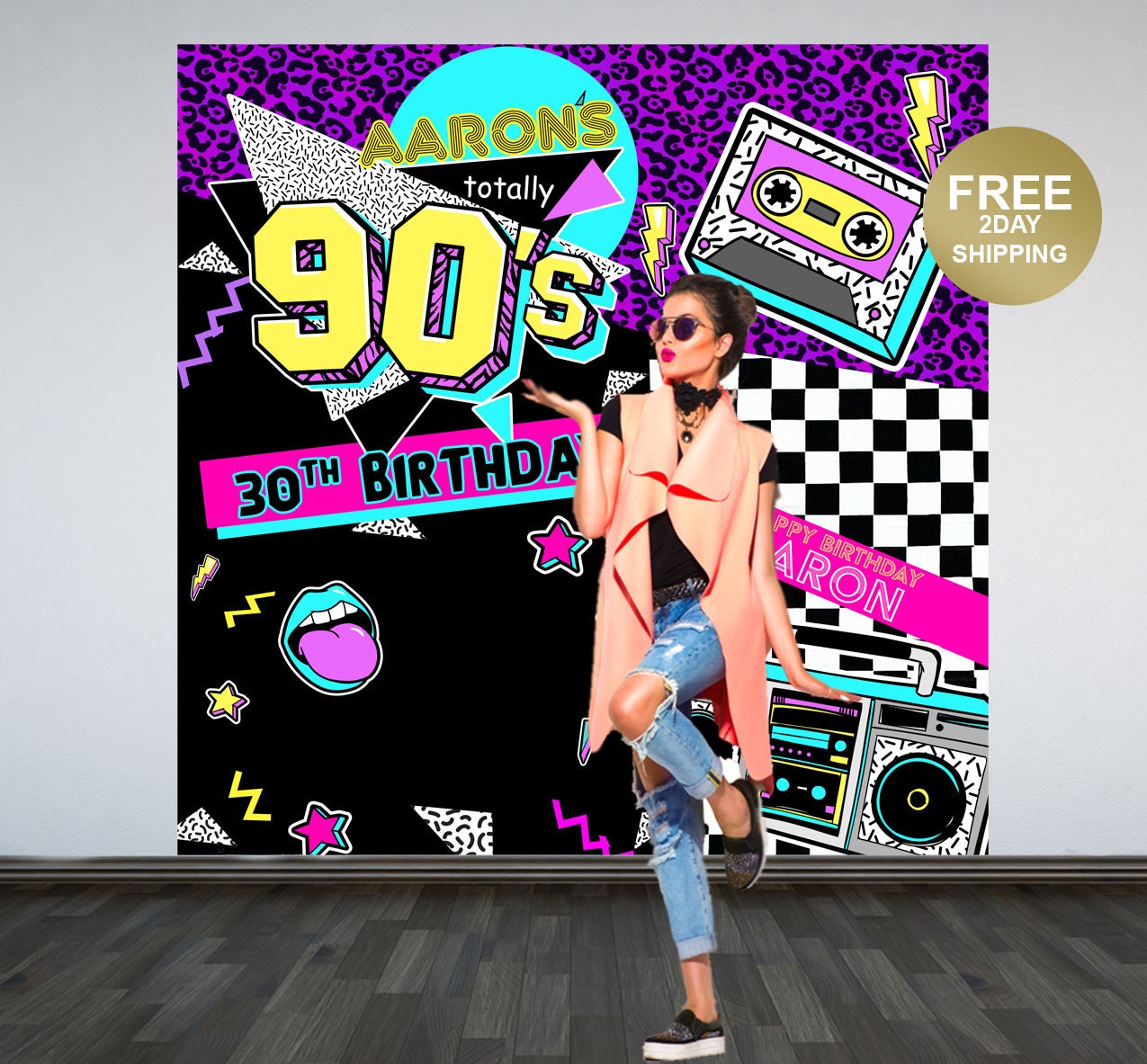 Back to the 90's Party Personalized Photo Backdrop 90s | Etsy