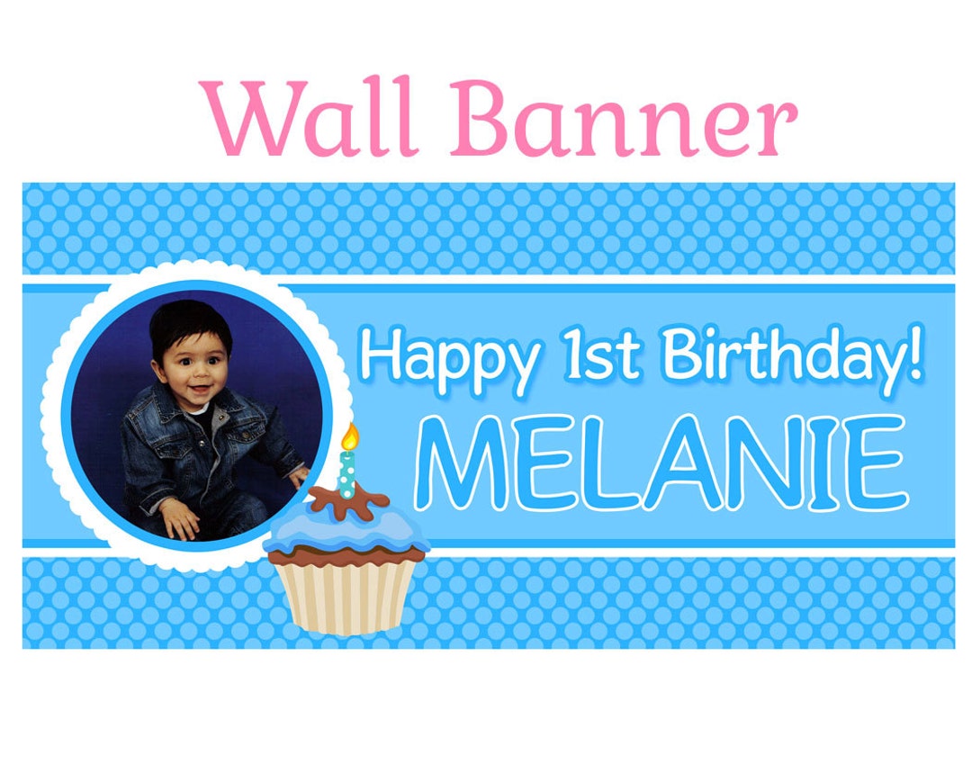 Happy First Birthday Boy Banner ~ Personalized Happy Birthday Party ...