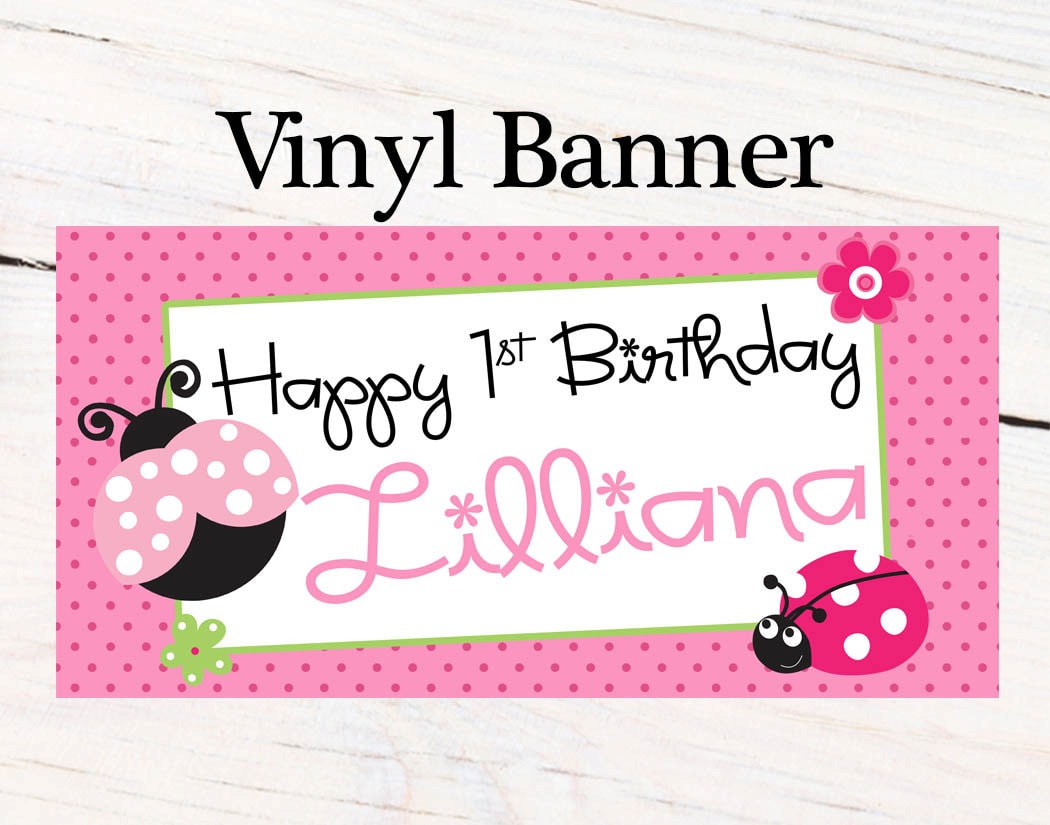 Adorable Lady Bug Personalized Banner, Happy Birthday Personalized ...