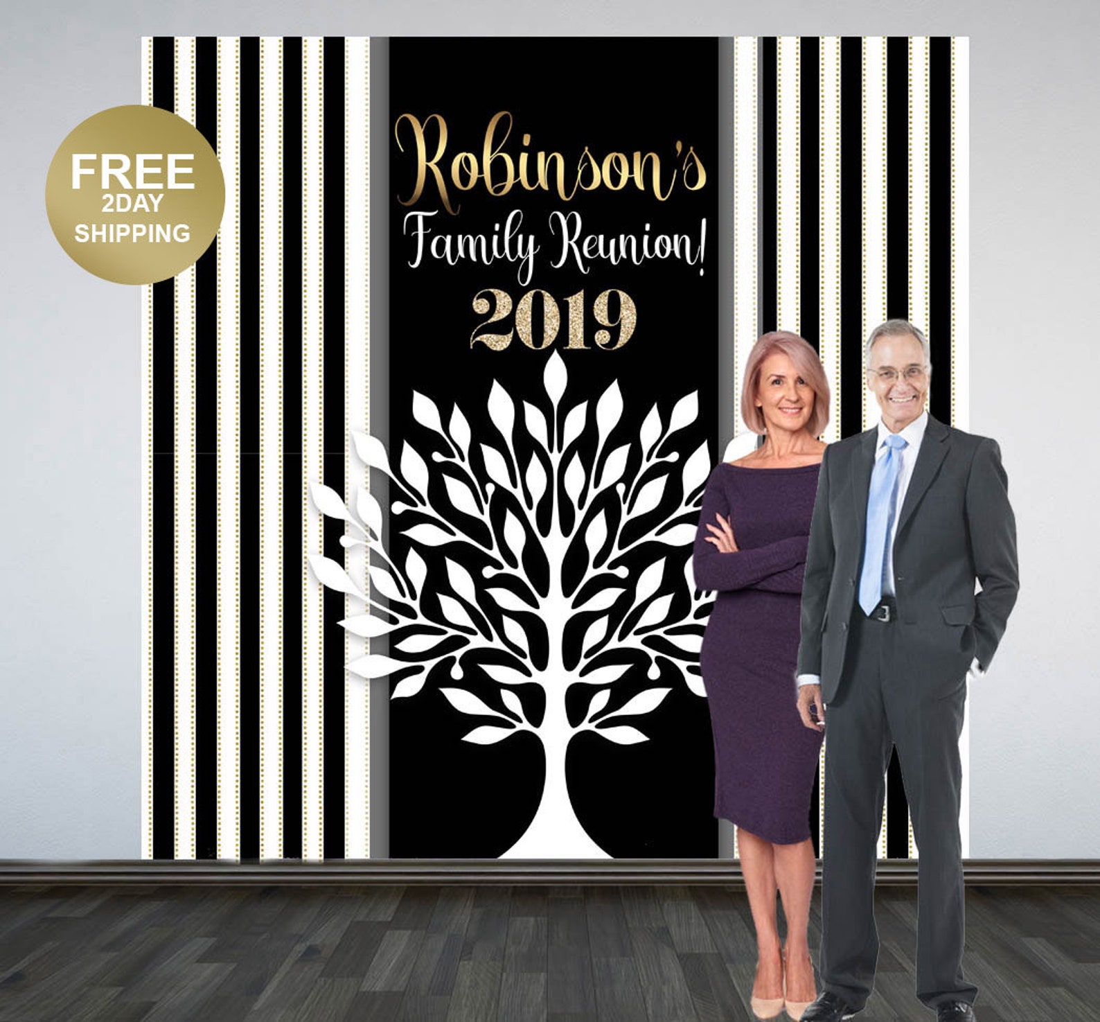 Family Reunion Personalized Photo Backdrop Black and White - Etsy