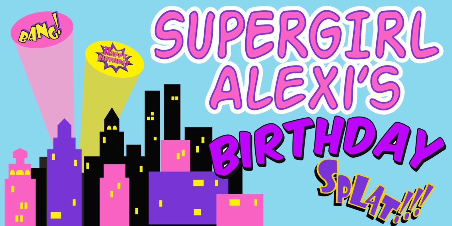 Super Hero Girls Personalized Banner Happy Birthday | Etsy