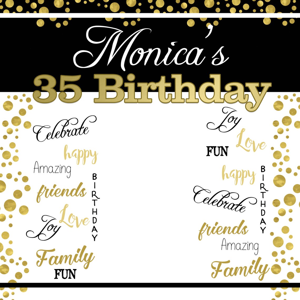 Birthday Words Party Personalized Photo Backdrop milestone | Etsy