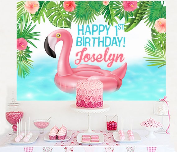 Flamingo Pool Party Backdrop Birthday Backdrop Summer Party | Etsy