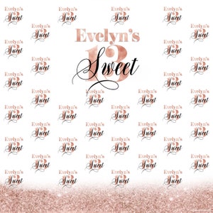 Sweet 13 Personalized Photo Backdrop | Rose Gold Photo Backdrop | 13th ...