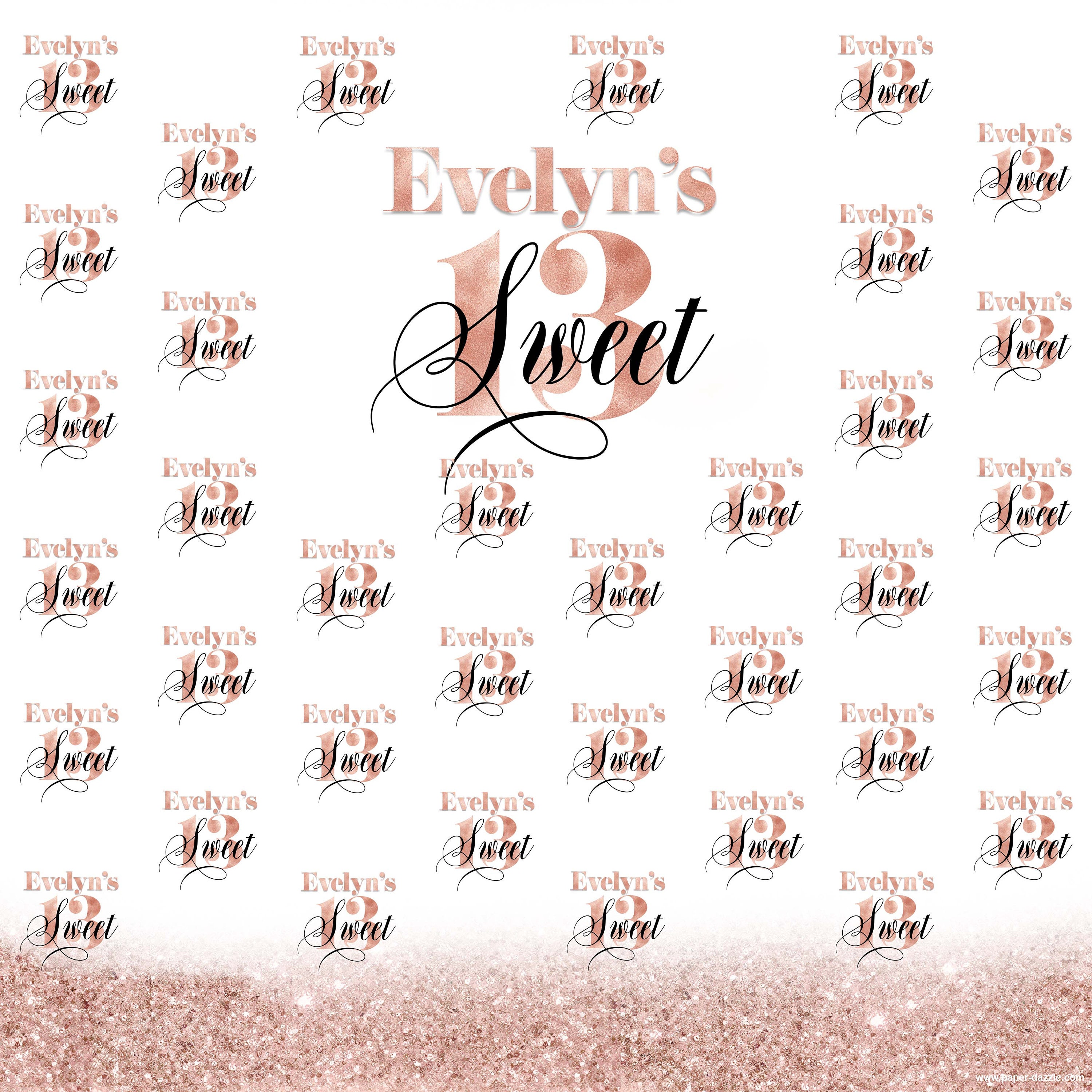 Sweet 13 Personalized Photo Backdrop Rose Gold Photo | Etsy