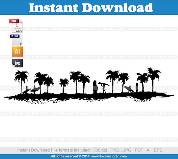 Beach Scene Clipart Commercial Free Use Vector Graphics | Etsy