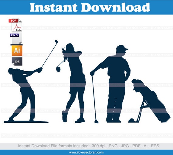 3 Golf Players clipart commercial use vector graphics clip | Etsy