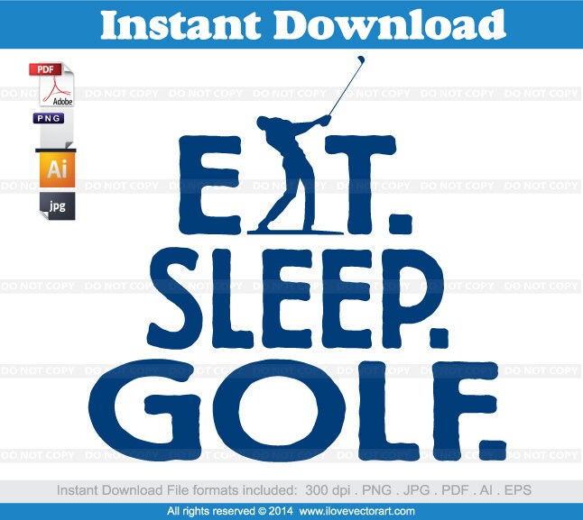 Eat Sleep Golf Clipart Commercial Use Vector Graphics Clip - Etsy