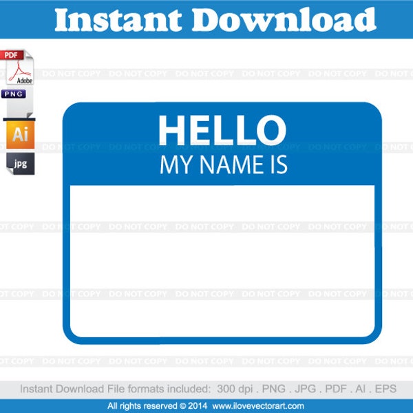 Hello My Name is Clipart - Etsy