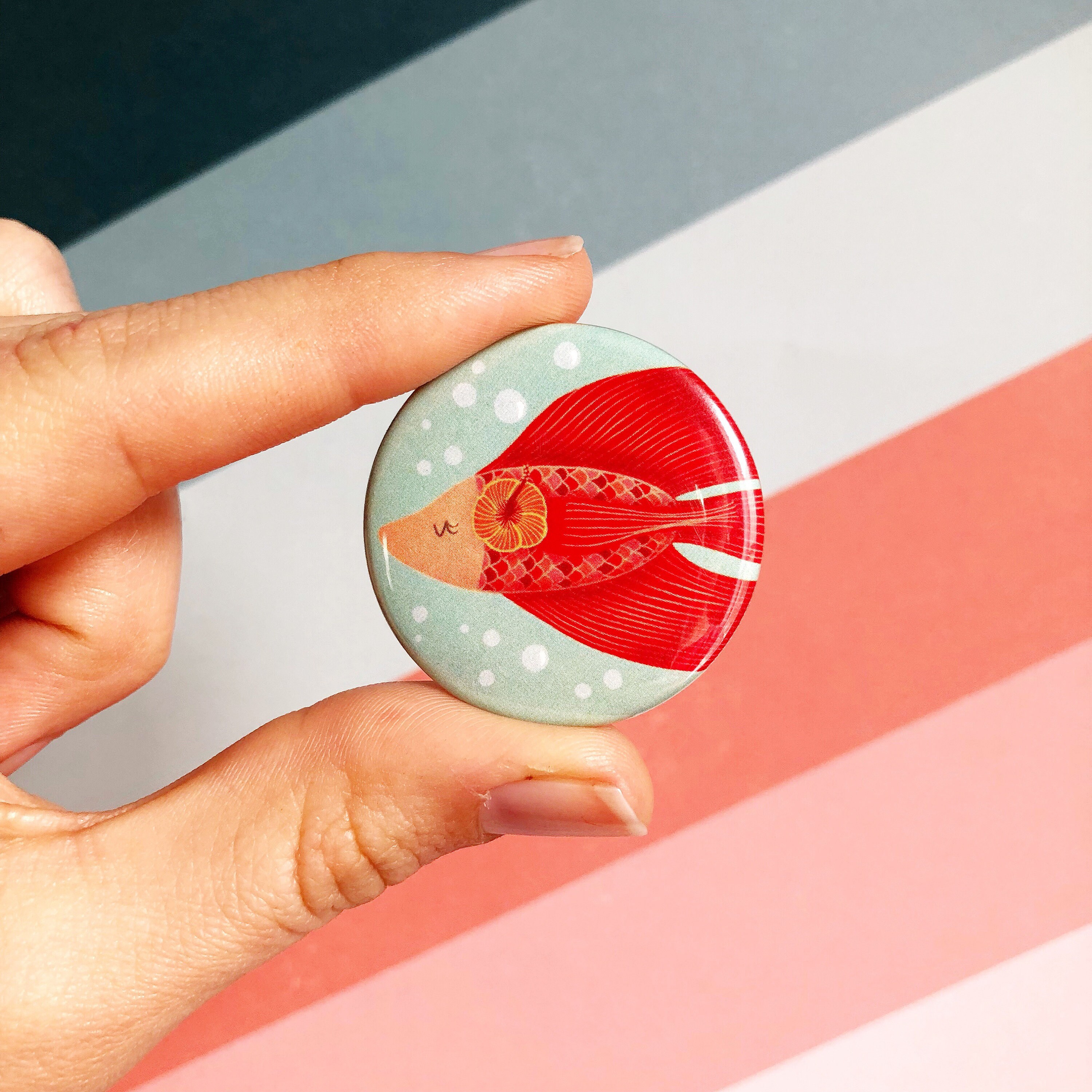 Beautiful Tropical Fish Button // Leslie Knope Pin// Parks and | Etsy