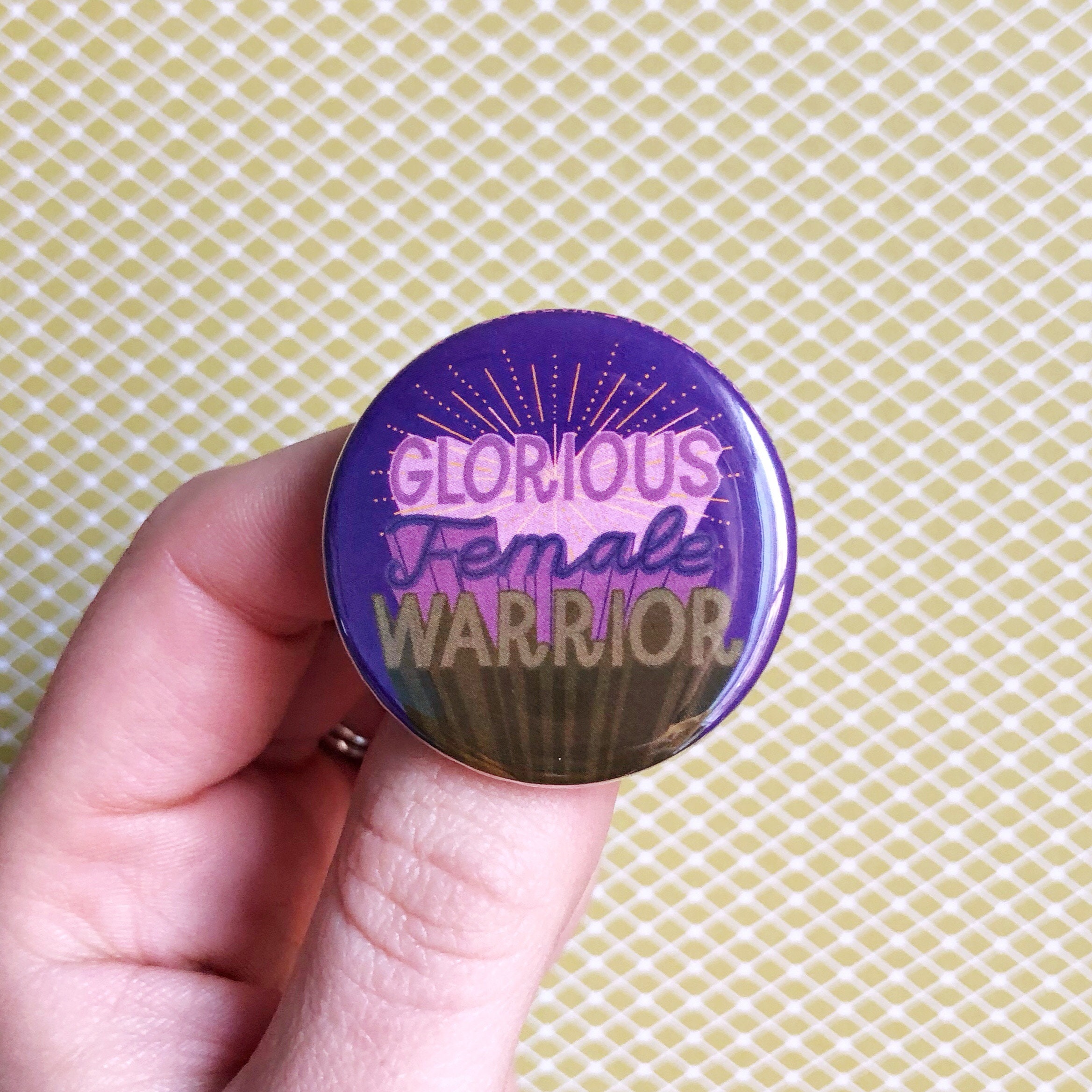 Glorious female warrior button //parks and recreation pin// | Etsy