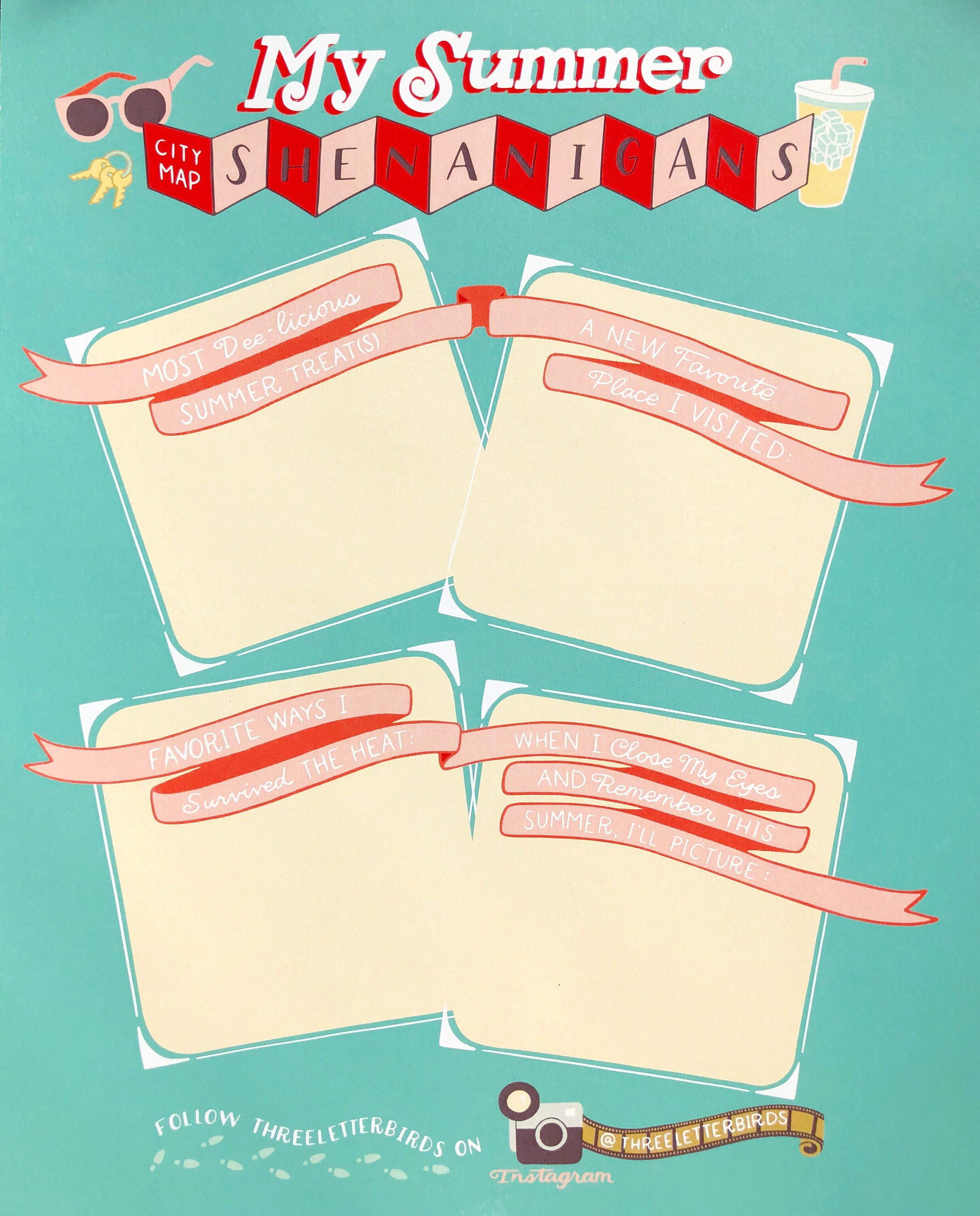 Summer Bucket List Digital Download Print //summer Goals Art Print ...