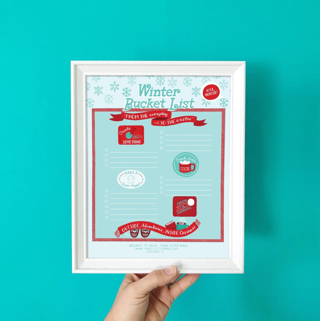 Winter Bucket List Digital Download Print //winter Goals Art Print ...