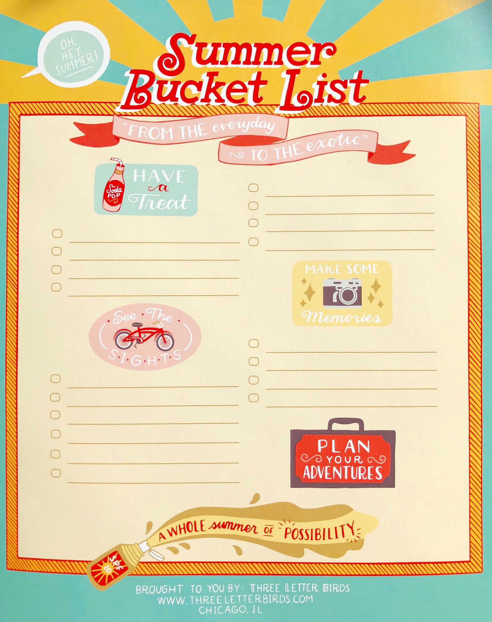 Summer Bucket List Digital Download Print //summer Goals Art | Etsy