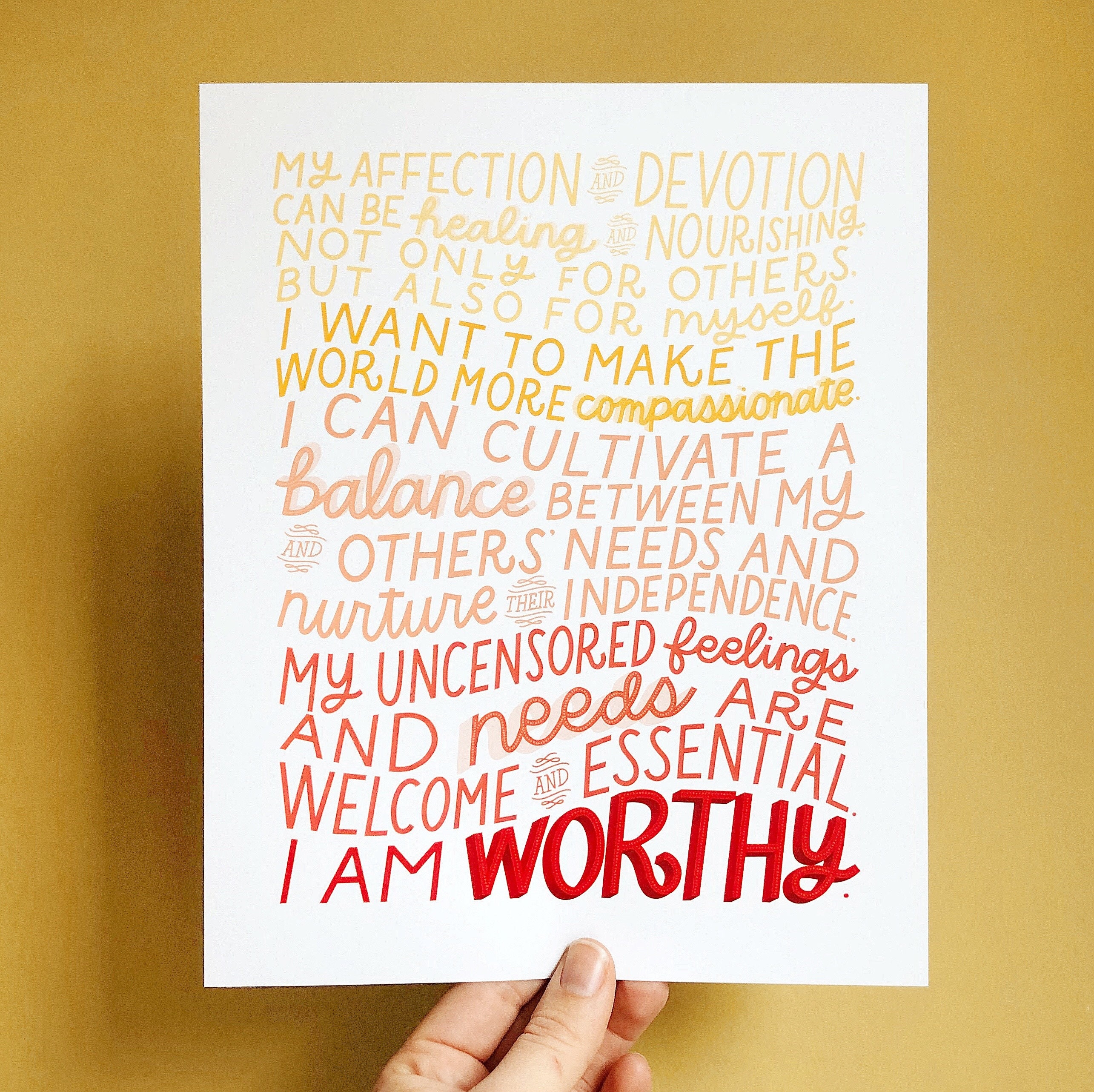 I Am Worthy Enneagram Two 8x10 Art Print | Mindfulness Gift | Self Care ...