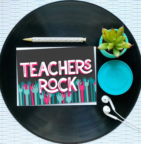 Teachers Rock Greeting Card Teacher Appreciation Teacher | Etsy