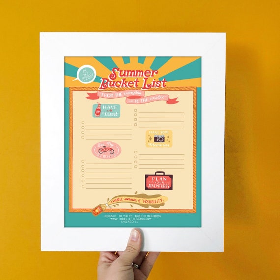 Summer Bucket List Digital Download Print //summer Goals Art | Etsy