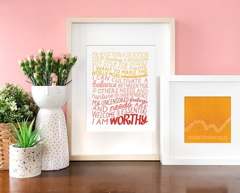 I Am Worthy Enneagram Two 8x10 Art Print | Mindfulness Gift | Self Care ...