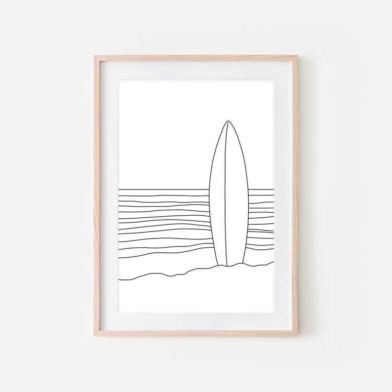 Set of 2 Beach Line Art Prints Ocean Waves Sea Sunset Surf | Etsy