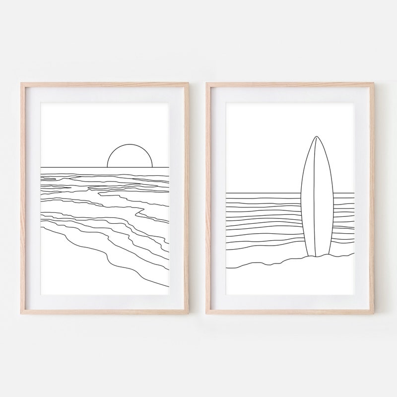 Beach Line Art - Etsy