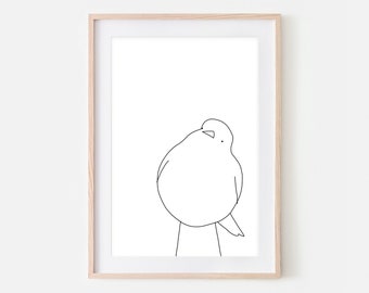 Fat Little Bird Sketch Drawing Illustration 8.5 X 11 - Etsy