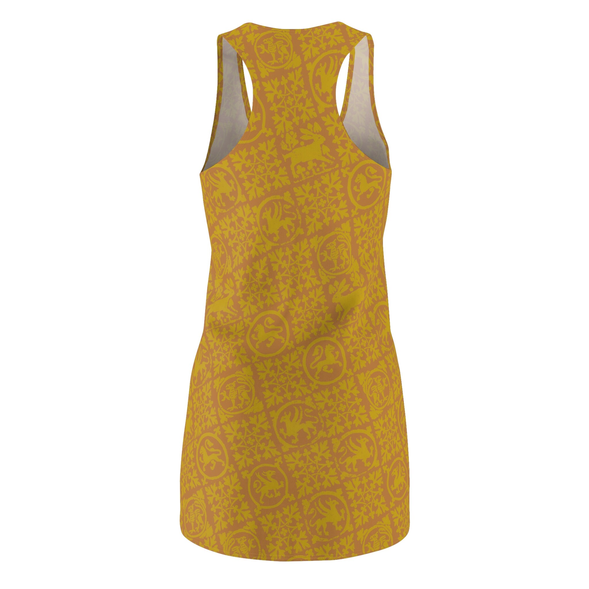Gold Medieval Tile Dress, Women's Cut & Sew Racerback Gold Damask Dress ...