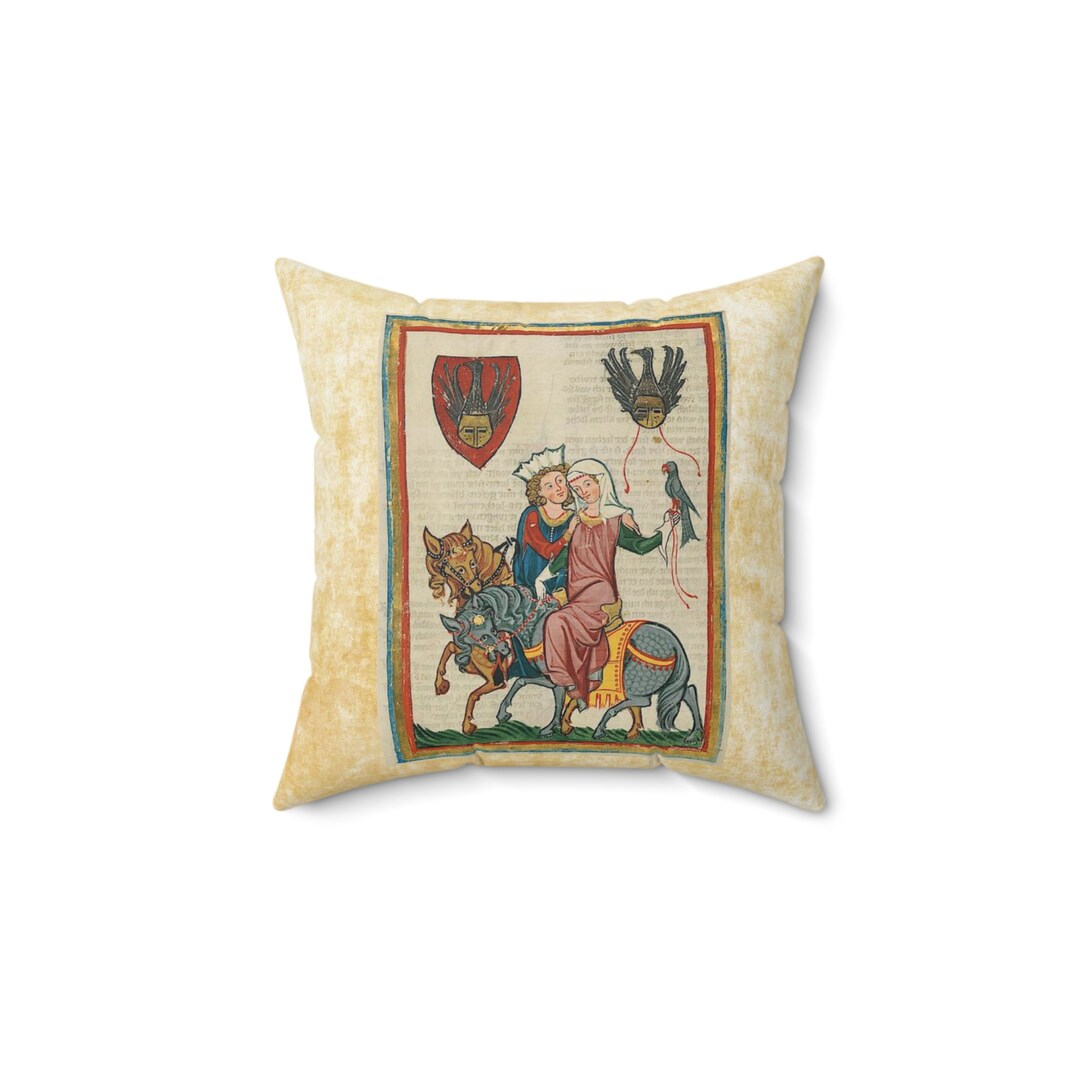 Pillow: Flirtatious Jaunt Medieval Manuscript Illuminated Art Faux ...