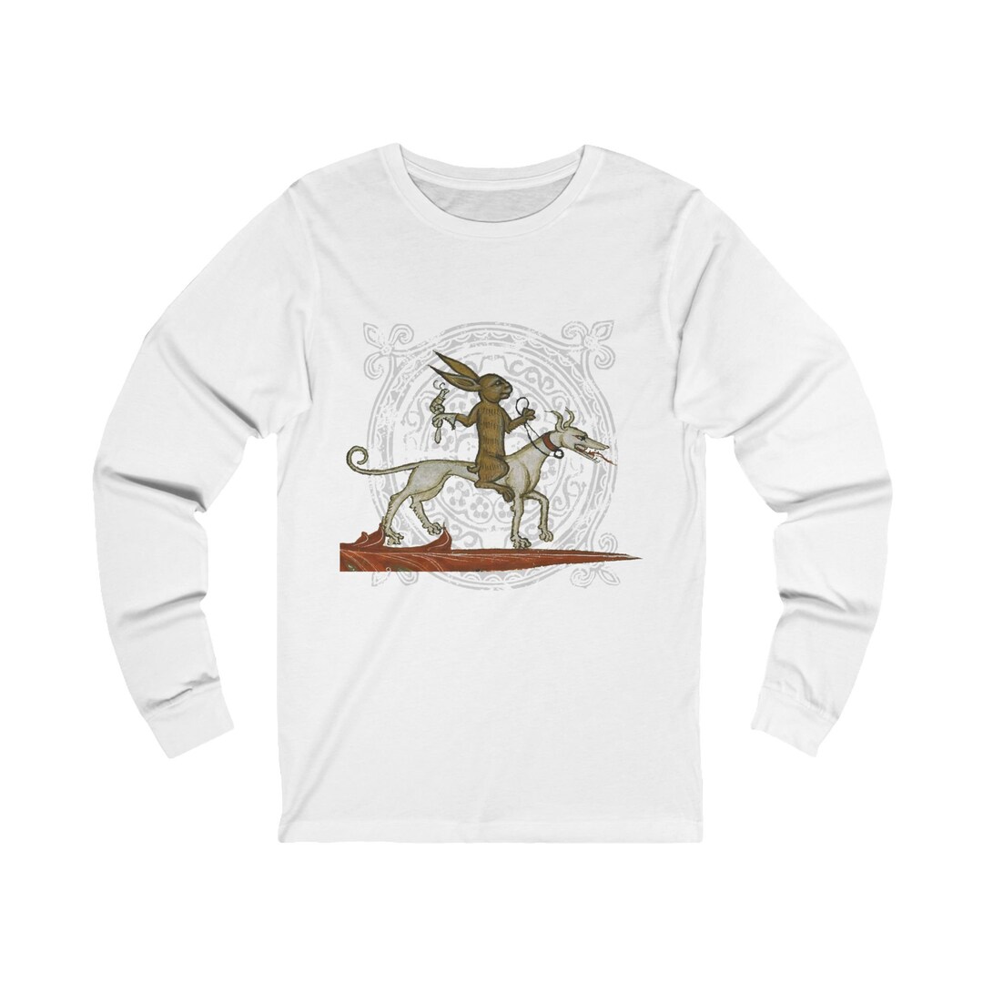 Rabbit Out for a Ride, Medieval Marginalia, Unisex Jersey Long Sleeve ...