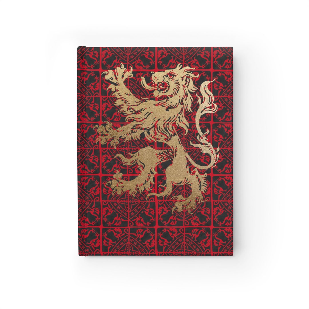 Hard Cover Journal: Lion Rampant Medieval Heraldic Golden King of ...