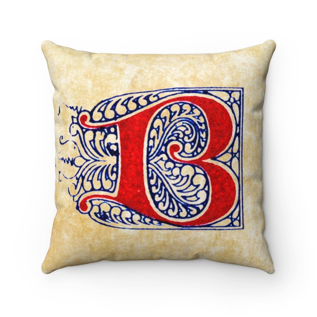 Letter B Medieval Calligraphy Illumination Faux Suede Square - Etsy