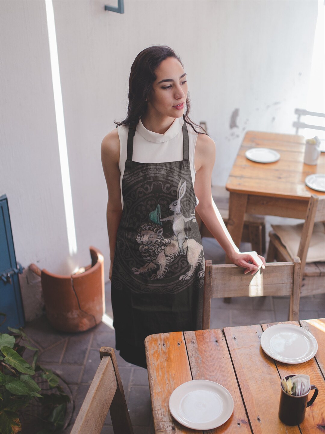Medieval Marginalia Rabbit Rides Happy Lion - Apron - Etsy