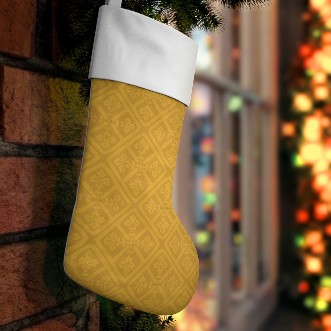 Stocking: Gold Medieval Holiday Stocking, Diamond Tile Geometric Print ...