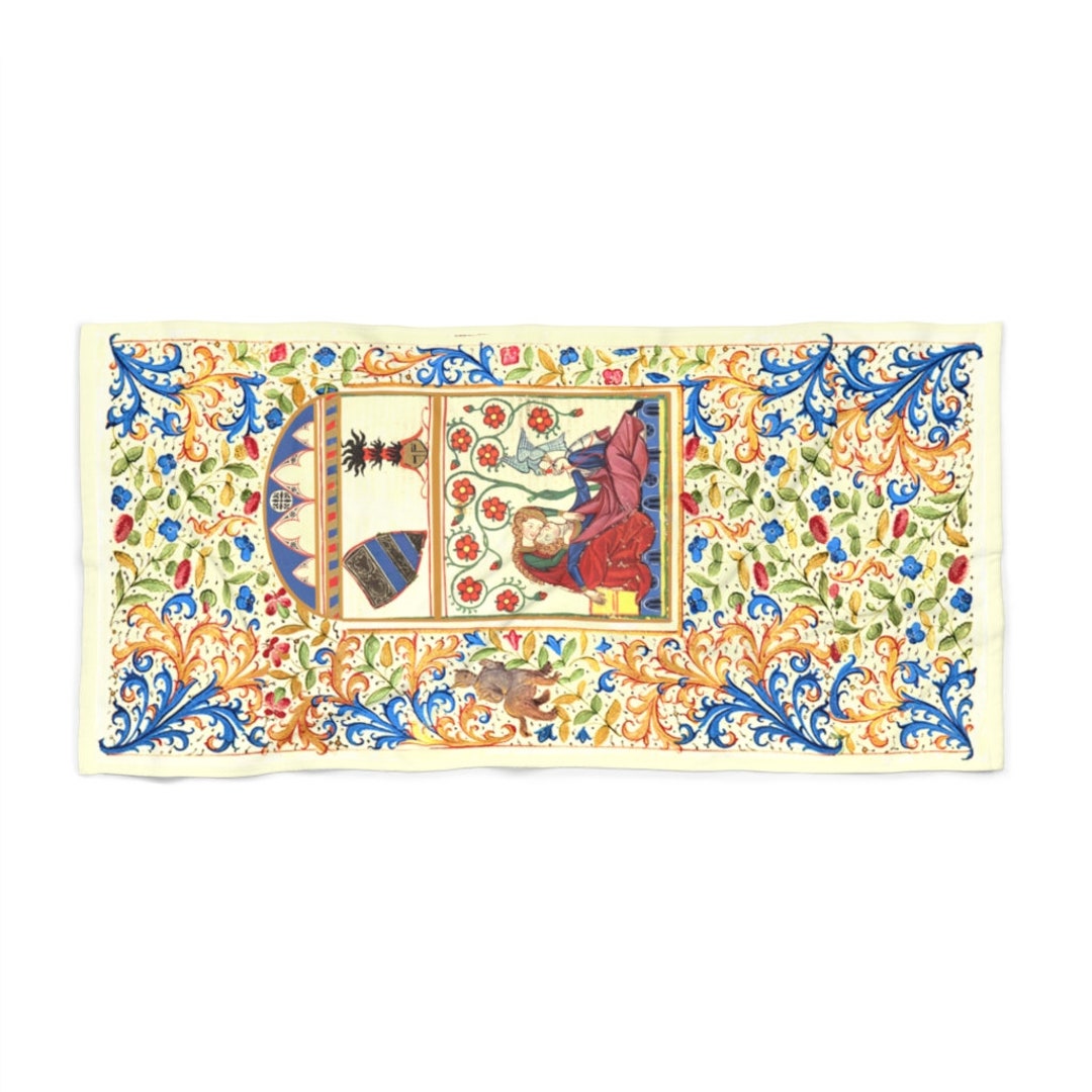 30"x60" Beach Towel, Medieval Illuminated Mashup - Etsy