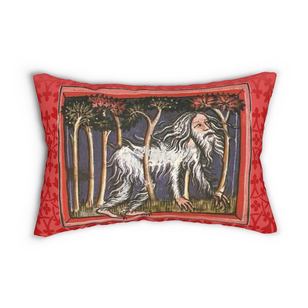 Wildman of the Forest, Medieval Illumination, Spun Polyester Lumbar ...