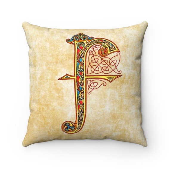 Letter F Medieval Calligraphy Illumination Faux Suede Square - Etsy