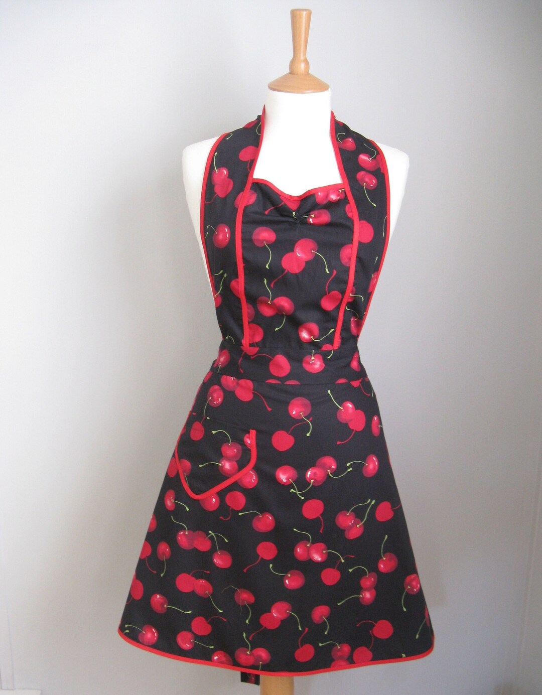 Red Cherries Apron 1940s Apron Womens Apron Retro Apron Vintage Style ...